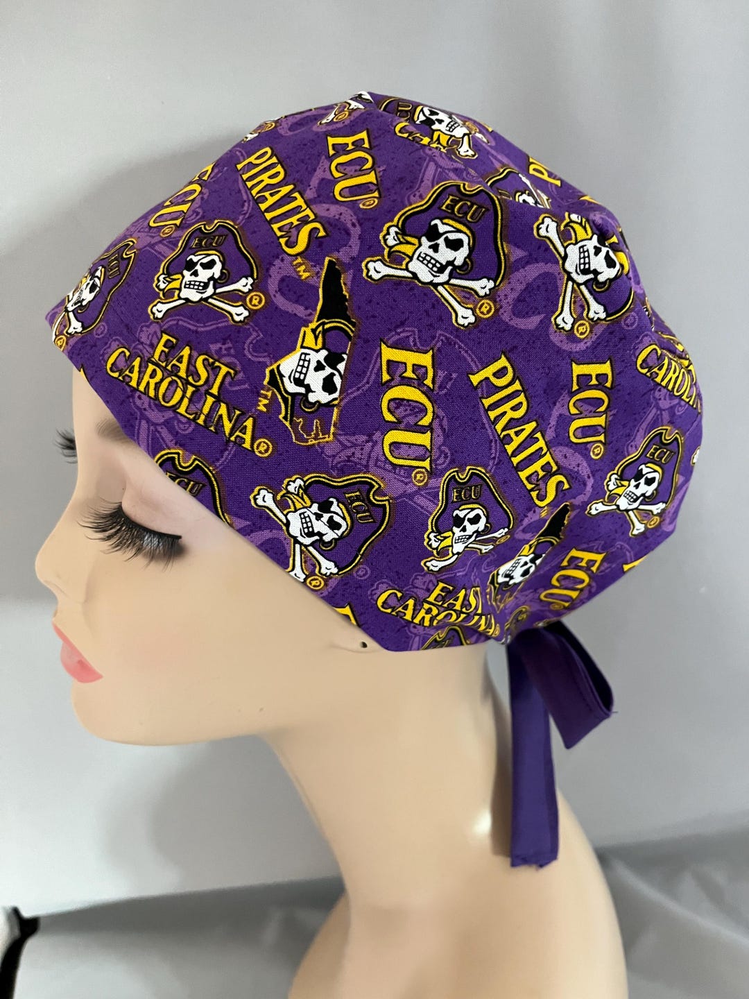 Tie Back Scrub Hat ECU Pirates Purple Surgical Cap CRNA CNOR Md Chef - Etsy