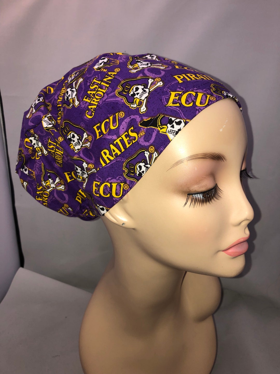Euro Scrub Hat ECU Pirates Purple Cord Lock Toggle Adjustable Surgical ...
