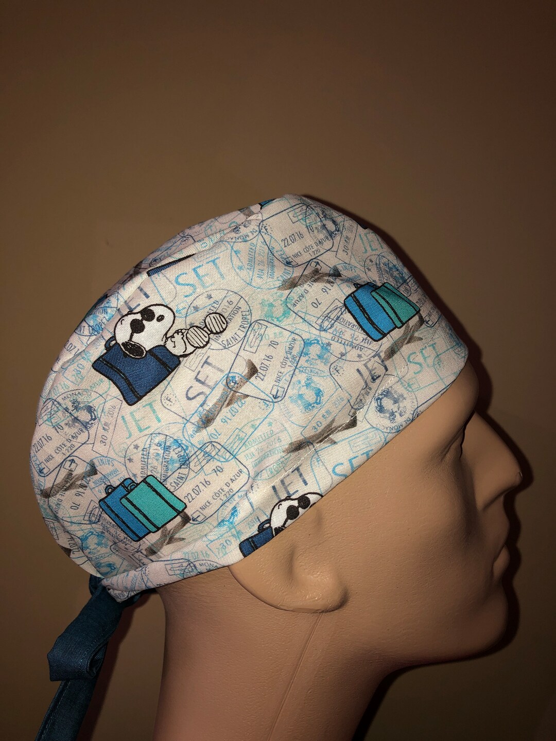 Tie Back Scrub Hat Travel Peanuts Snoopy Surgical Skull Cap CRNA CNOR ...