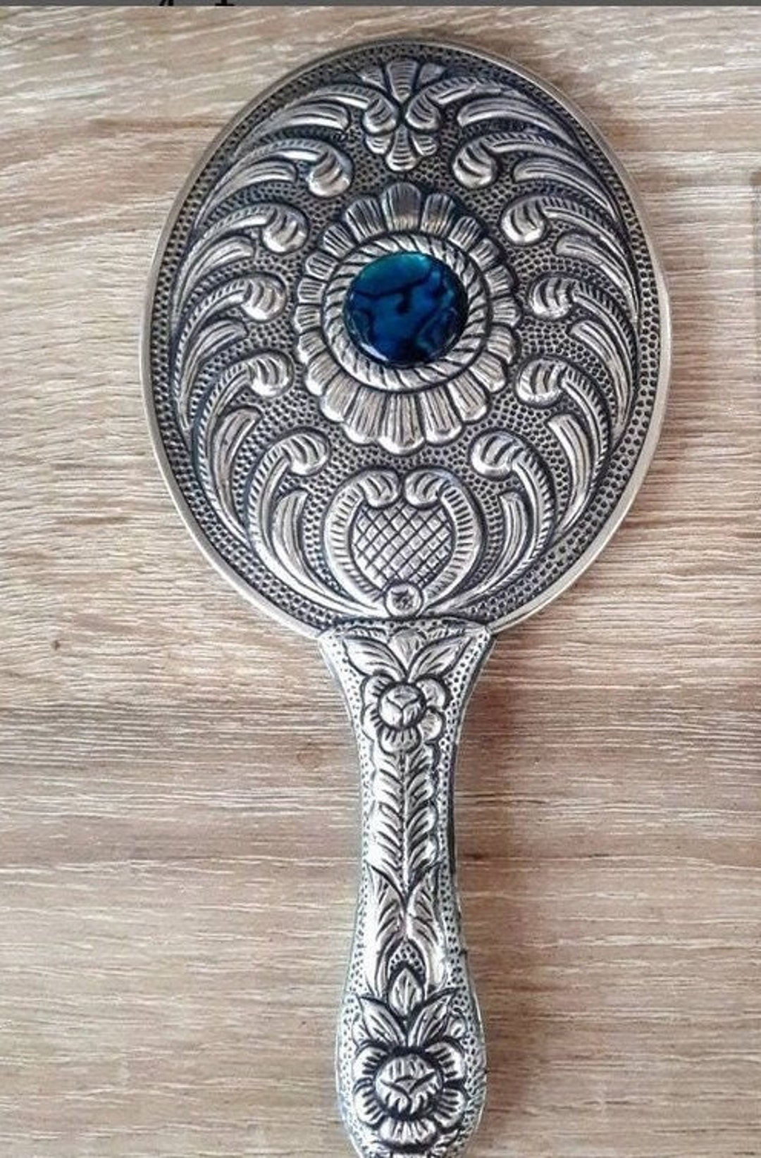 Sweet Silver Handheld Mirror With Evil Eye Natural Stone - Etsy