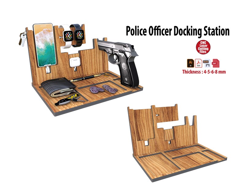 Wooden Police Officer Docking Station: Laser Cut SVG File - Etsy