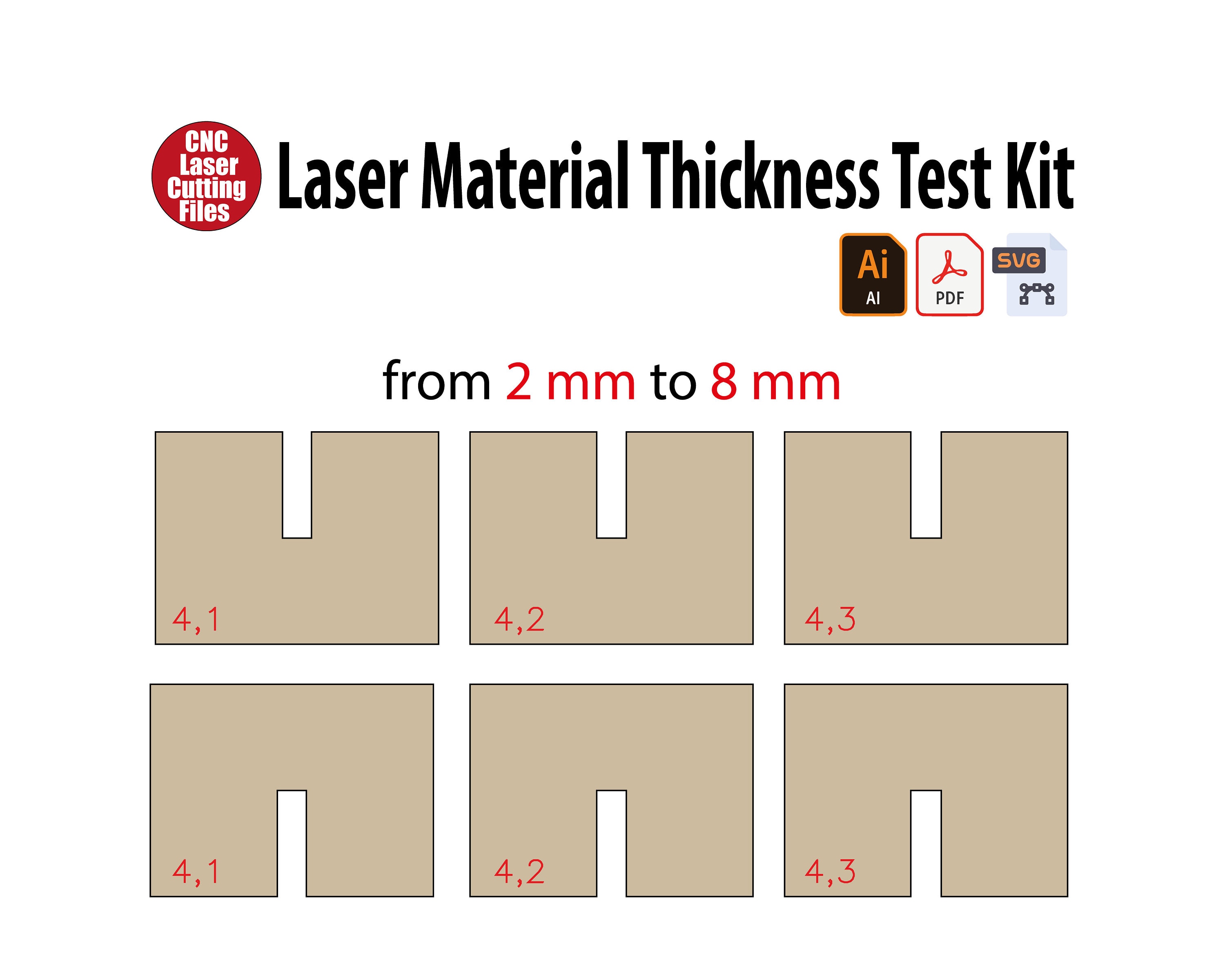 Laser Material Thickness Test Kit / Laser Cut Files Svg, Pdf, Ai, - Etsy