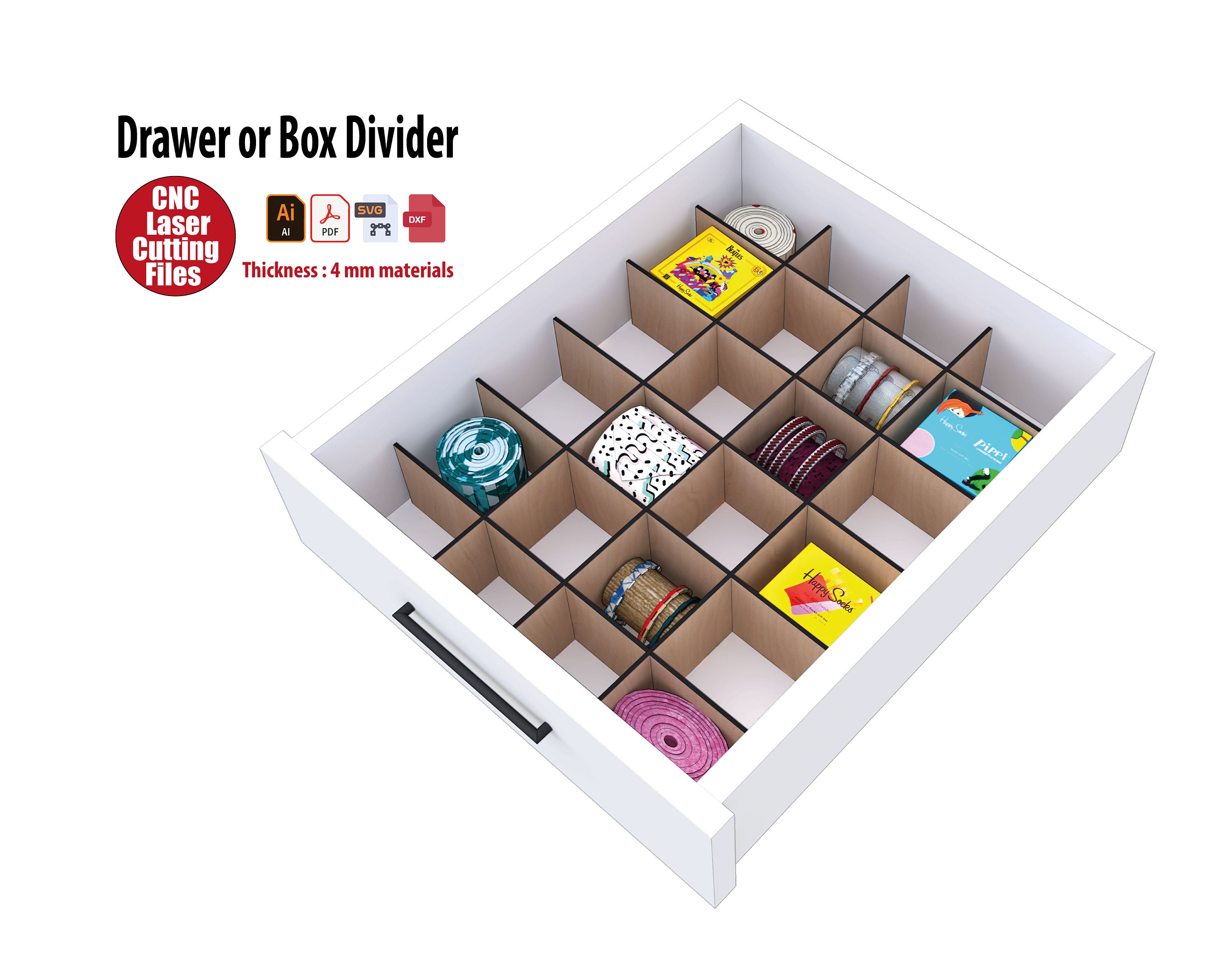 Drawer Divider or Box Organiser Laser Cutting File Svg, Cnc, for ...