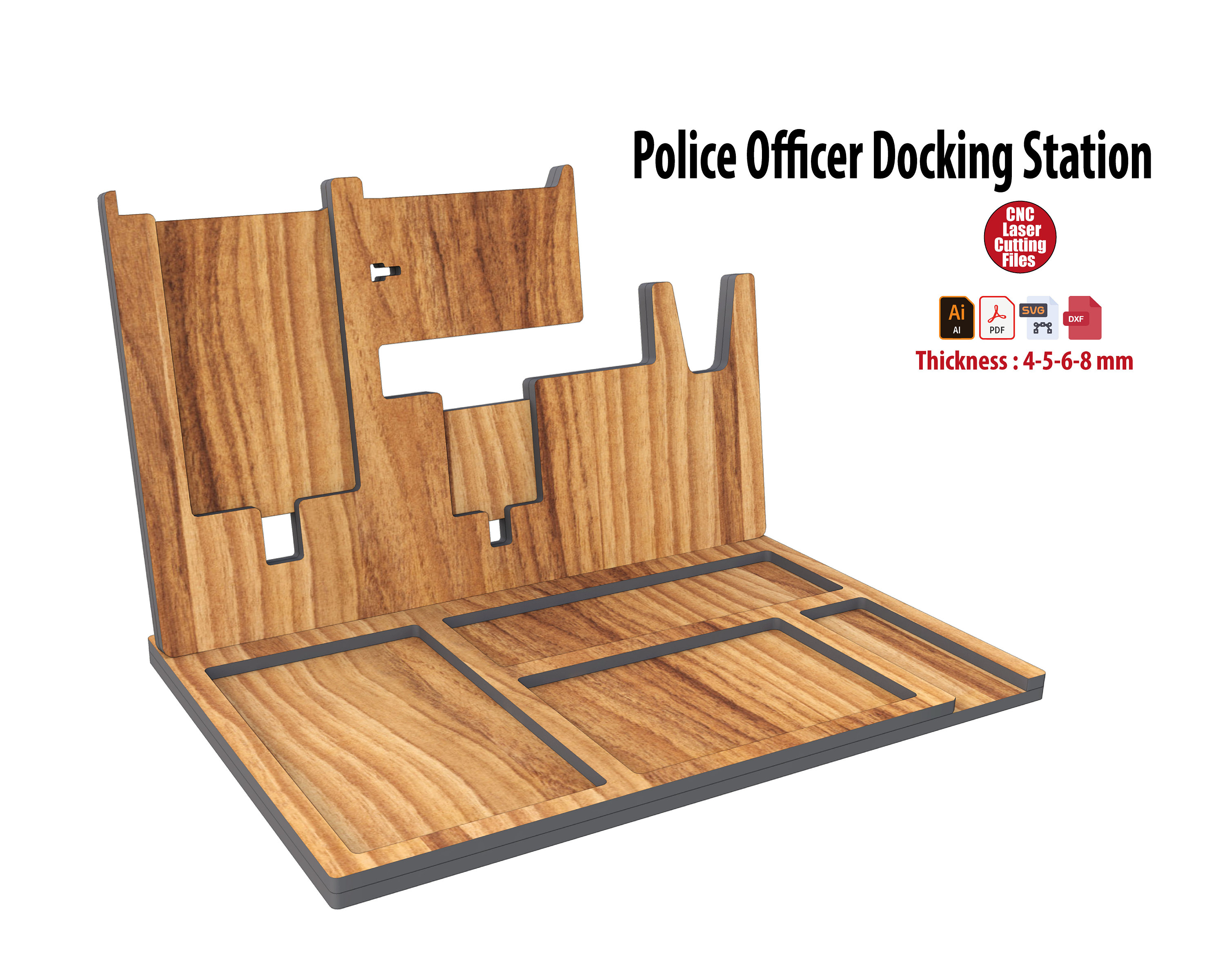 Wooden Police Officer Docking Station: Laser Cut SVG File - Etsy