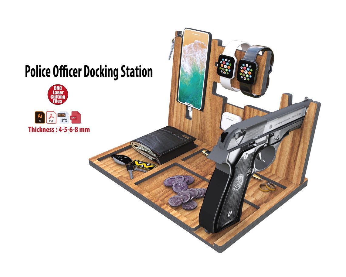 Wooden Police Officer Docking Station: Laser Cut SVG File - Etsy