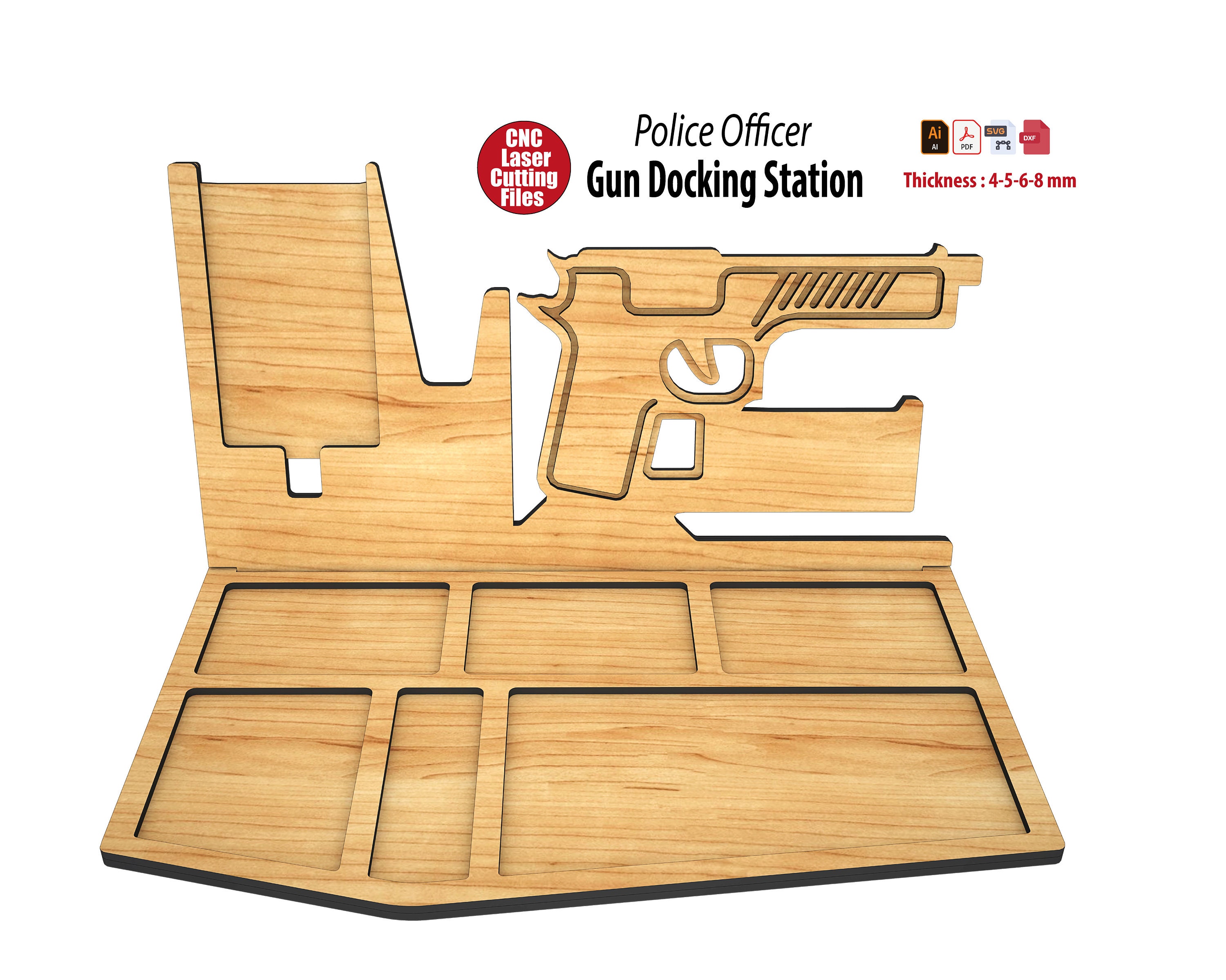 Police Officer Gun Docking Phone Charging Station Pad, Desk Organizer ...