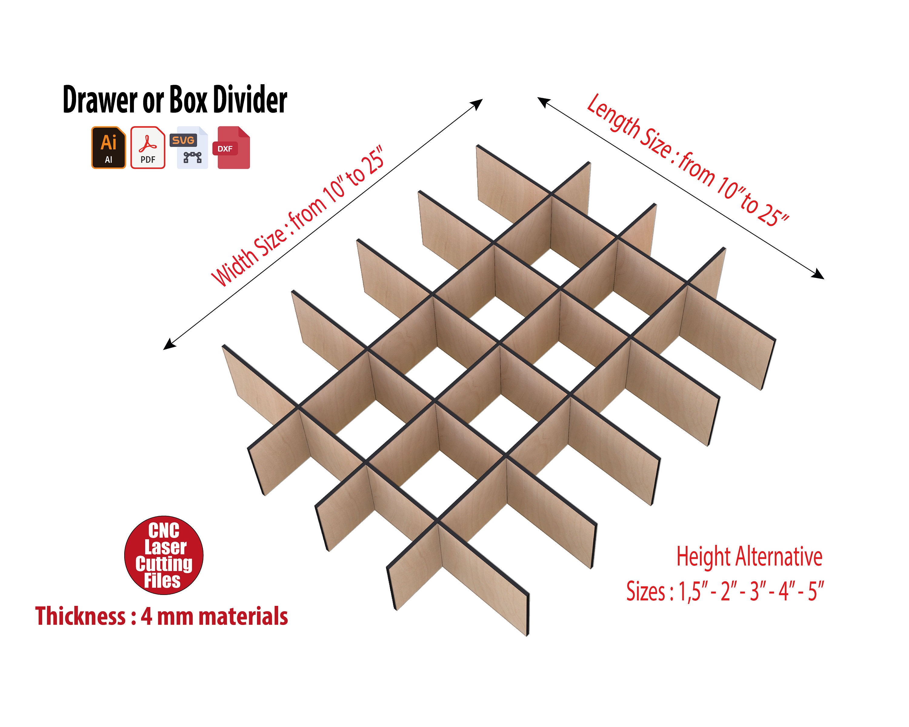 Drawer Divider or Box Organiser Laser Cutting File Svg Cnc - Etsy Australia