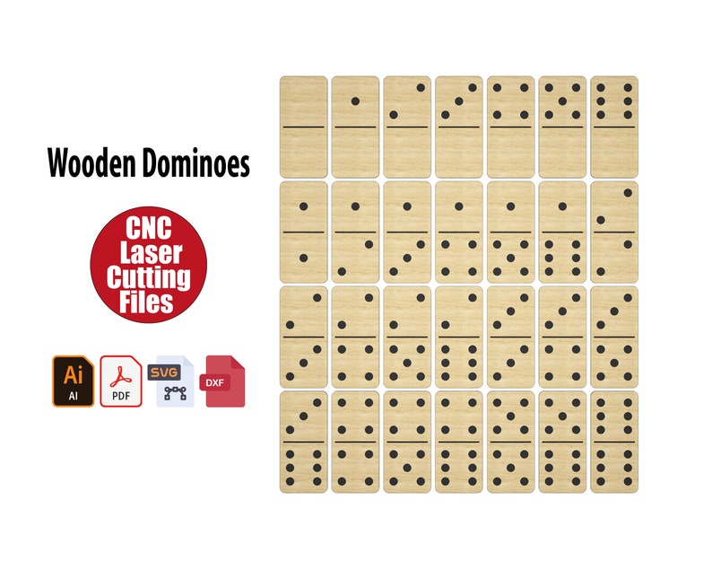 Wooden Dominoes Set Vector Svg, Pdf, Ai, Dxf Files - Etsy