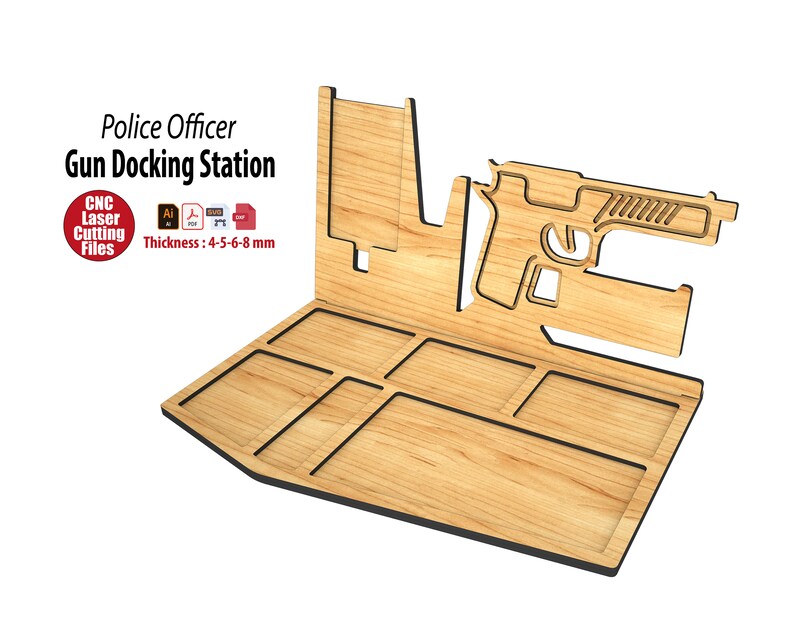 Police Officer Gun Docking Phone Charging Station Pad, Desk Organizer ...