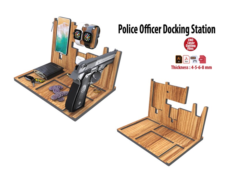 Wooden Police Officer Docking Station: Laser Cut SVG File - Etsy