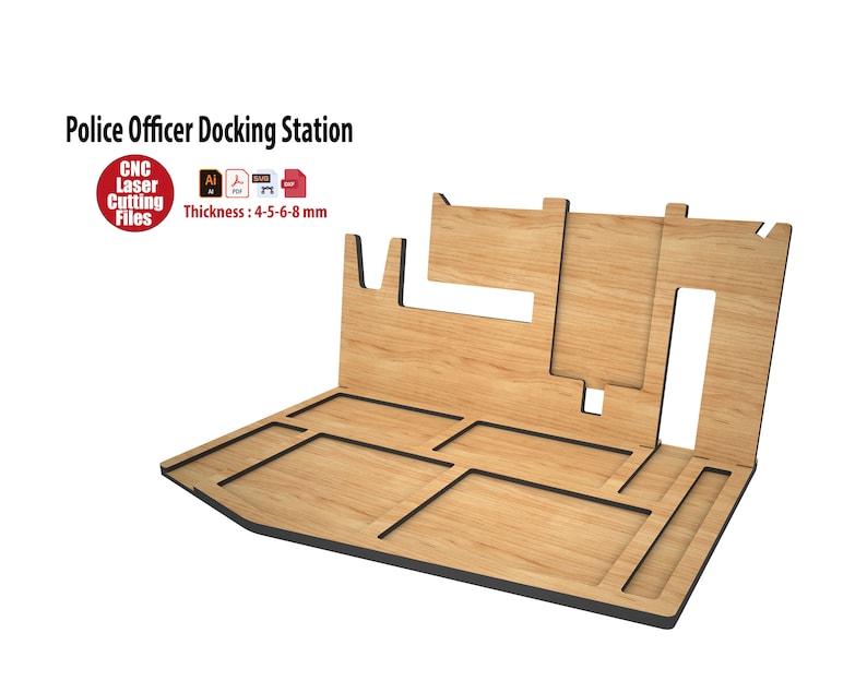 Wood Police Officer Gun Docking Phone Charging Station Pad, Desk ...