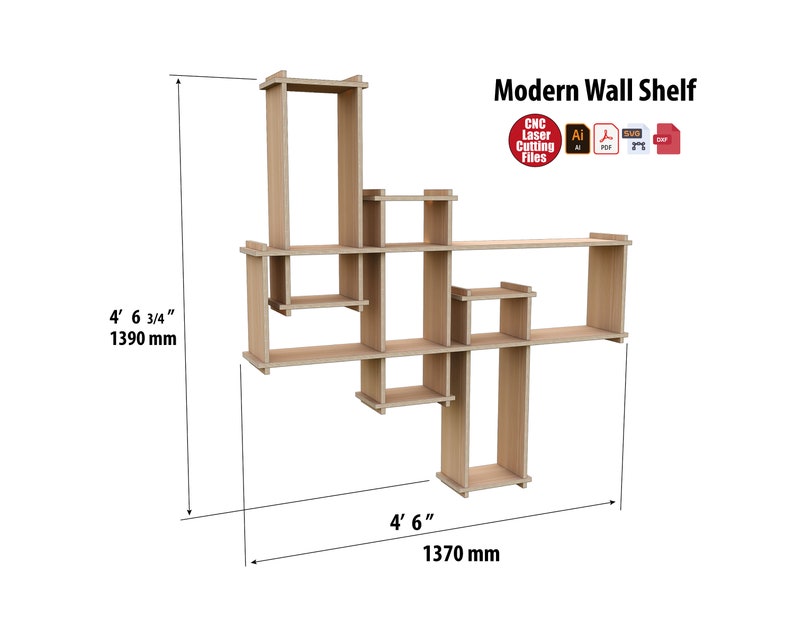 Modern Smart Wall Shelf Plywood for Your Home Digital File - Etsy