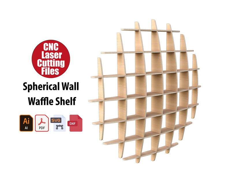 Spherical Wall Shelf CNC Cutting Files: Waffle Design (digital Download ...