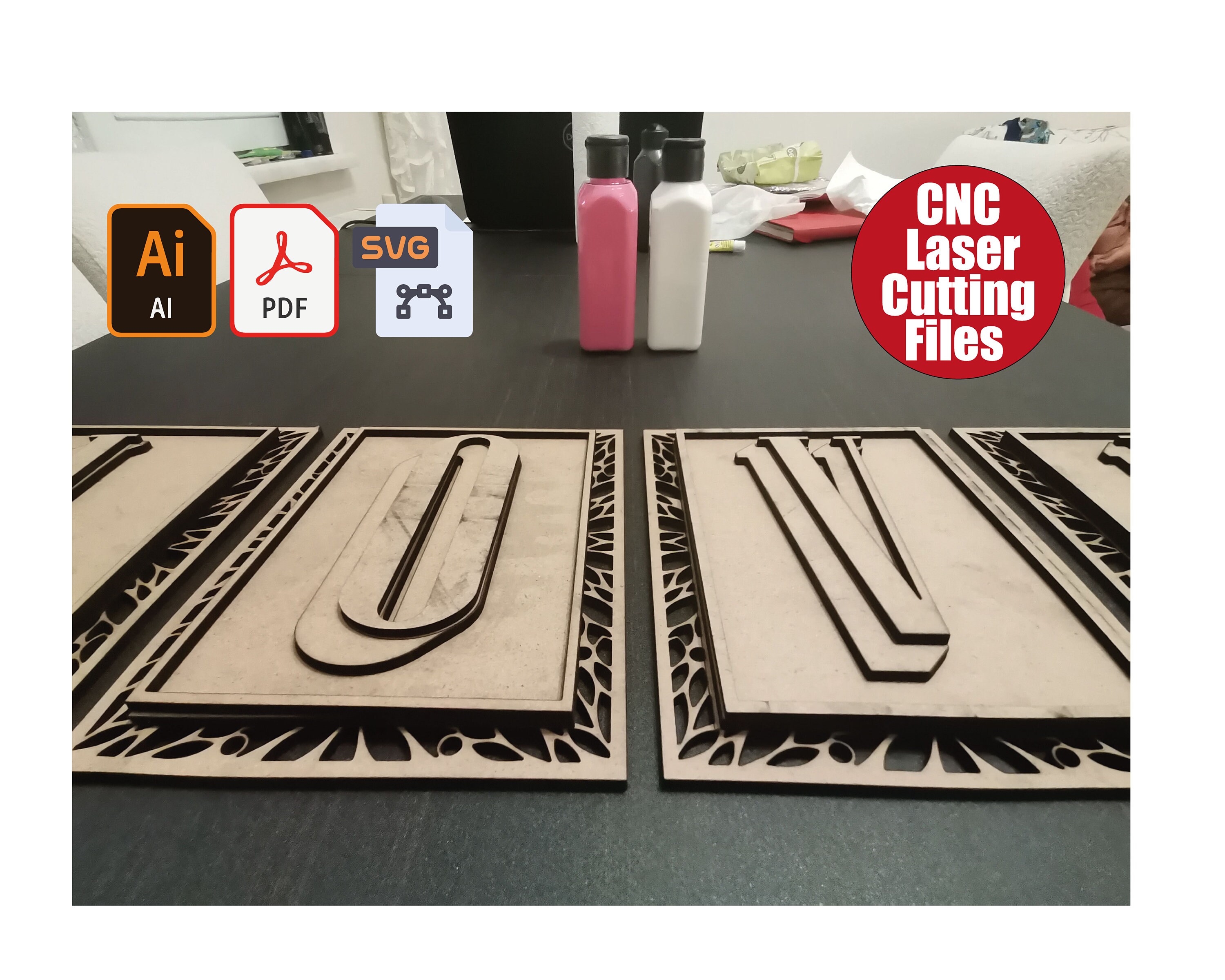 Multi Layer Monogram Alphabet SVG, DXF, PNG, Multi Layer Monogram Frame ...