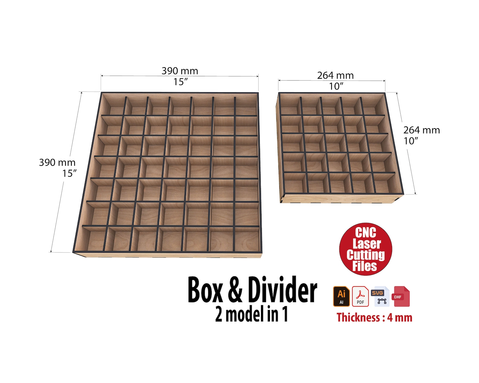 Box and Drawer Divider Organiser Laser Cutting File Svg, Cnc, for ...