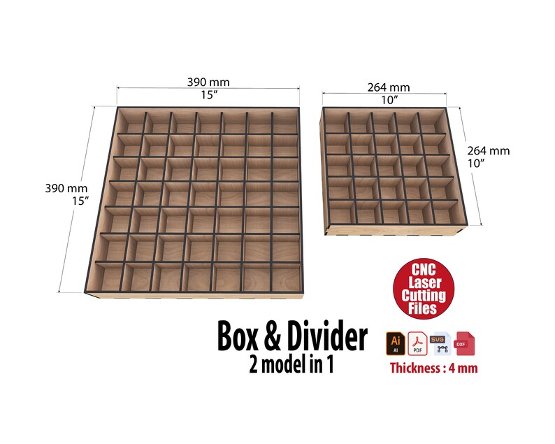 Box and Drawer Divider Organiser Laser Cutting File Svg, Cnc, for ...