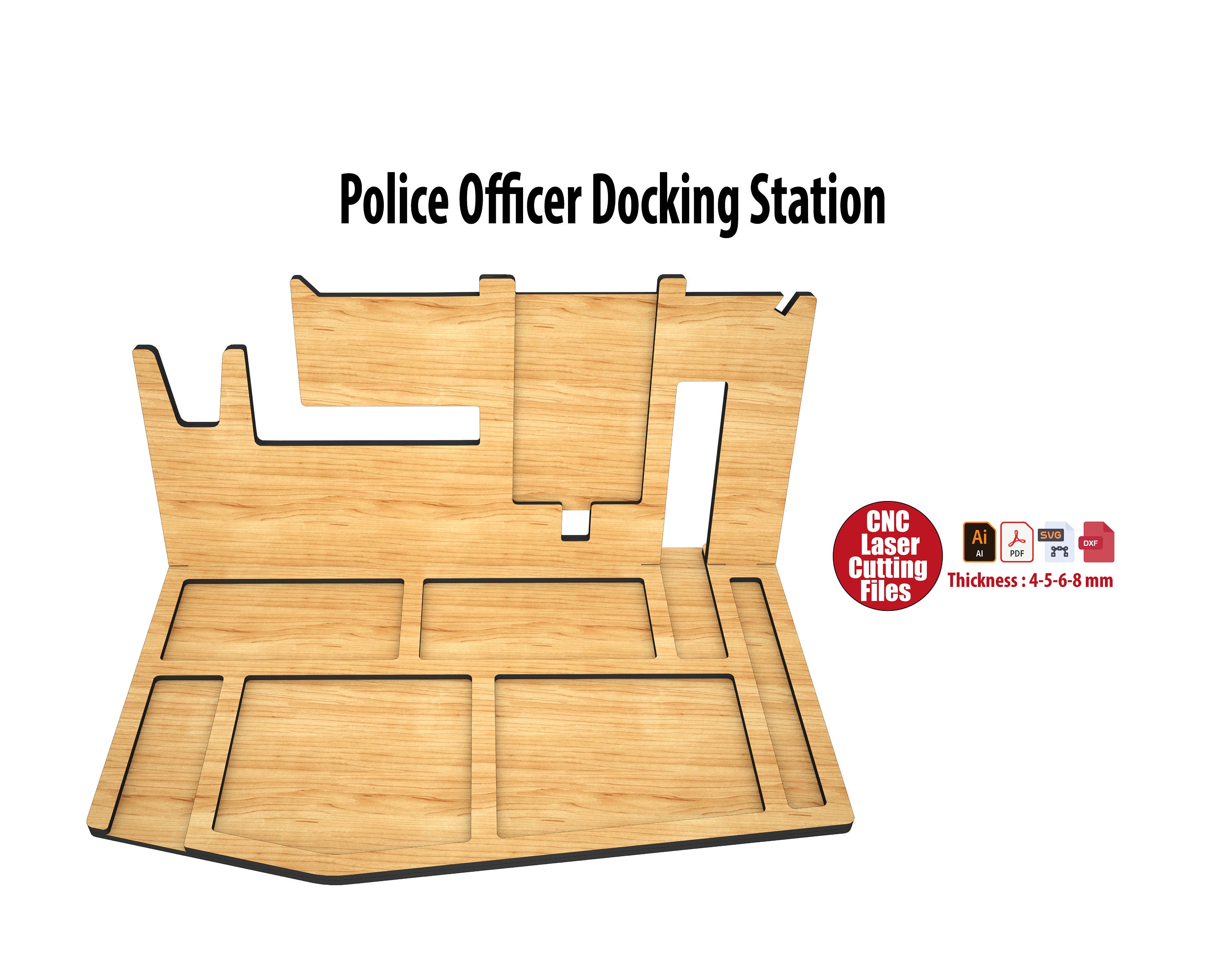 Wood Police Officer Gun Docking Station, Laser Cut File (svg-ai-dxf-pdf ...
