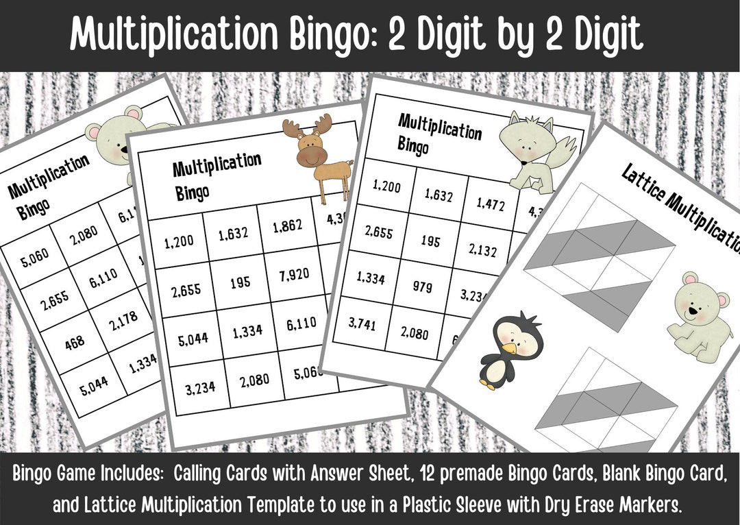 Multiplication Bingo 2 Digit by 2 Digit - Etsy