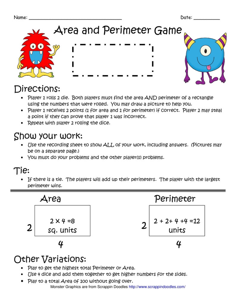 Area and Perimeter Game - Etsy