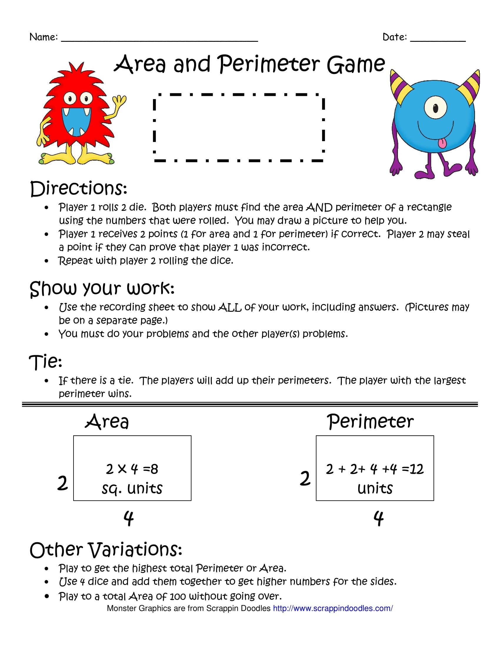 Area and Perimeter Game - Etsy