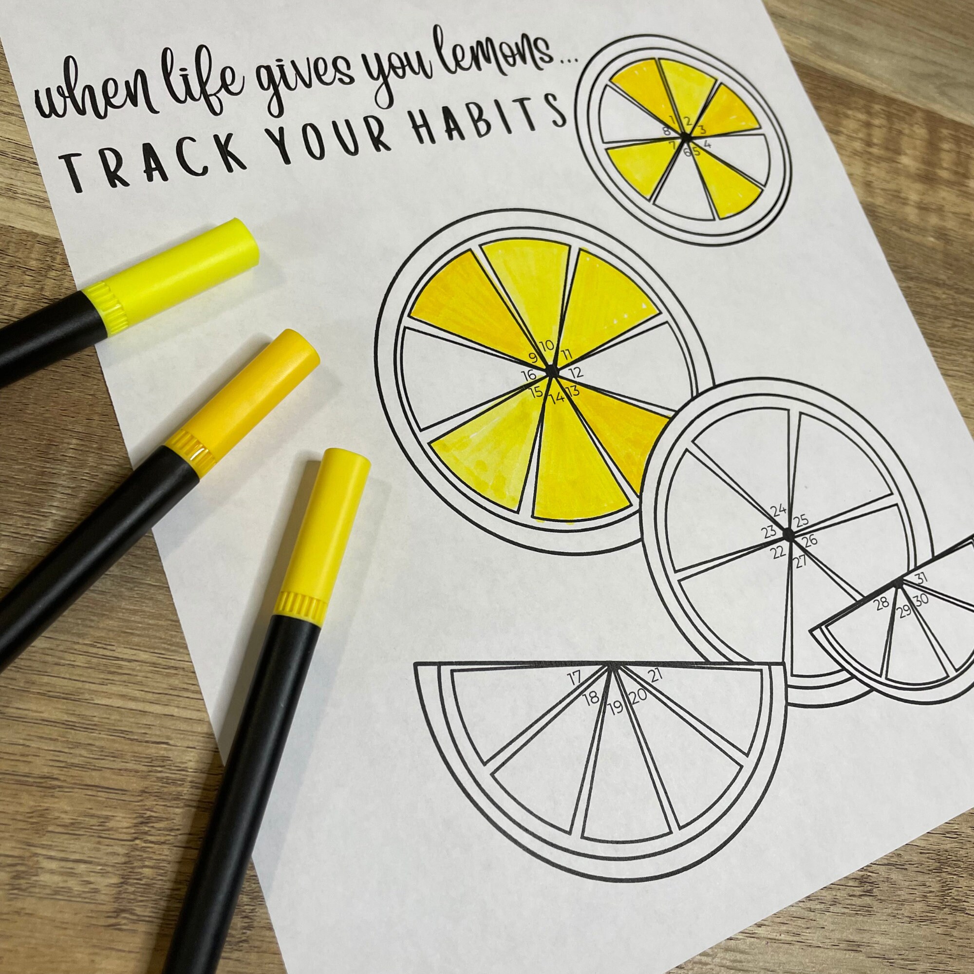 BUJO Tracker, Lemon Bullet Journal Page, Summer BUJO Habit Tracker, PDF ...
