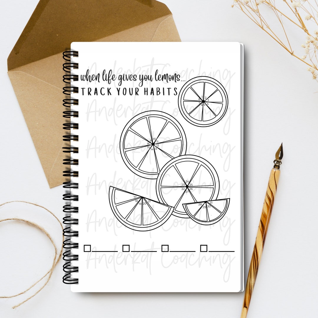 BUJO Tracker, Lemon Bullet Journal Page, Summer BUJO Habit Tracker, PDF ...