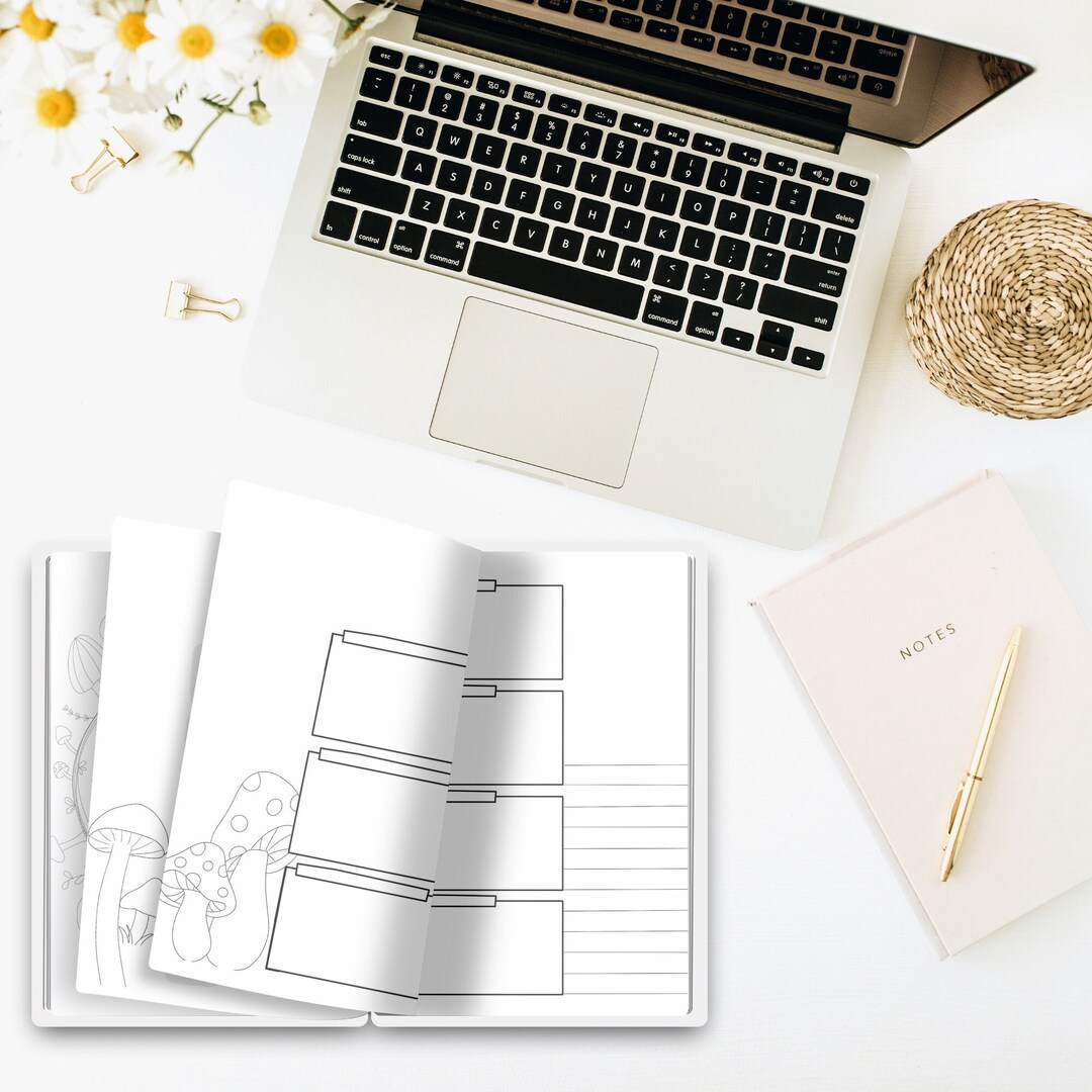 Undated Bullet Journal Spread | Cottage Core Mushroom Theme - Etsy