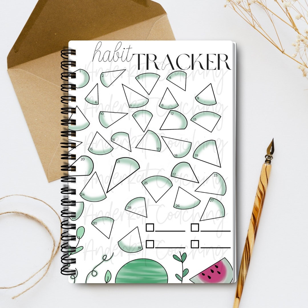 BUJO Tracker, Watermelon Bullet Journal Page, Summer BUJO Habit Tracker ...