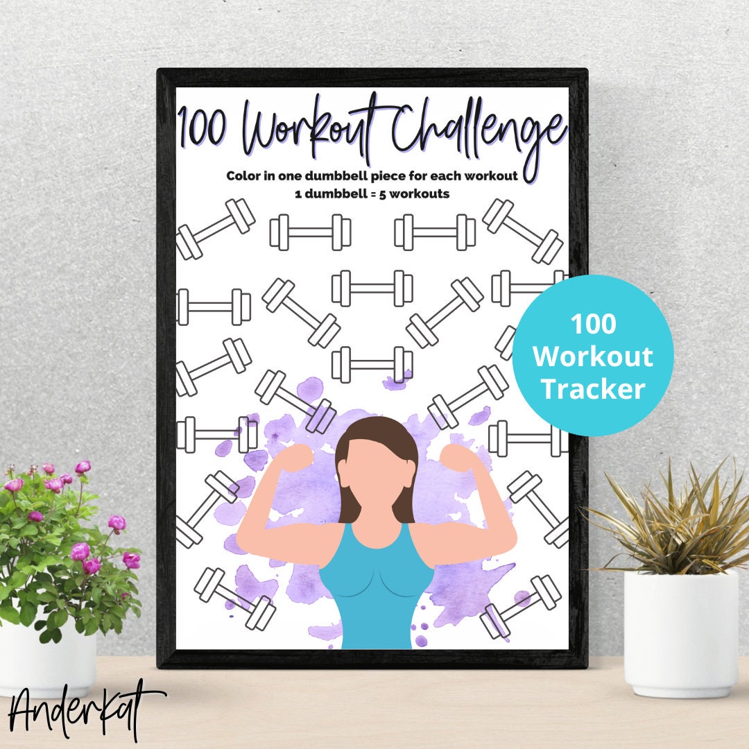 100 Workout Tracker, Downloadable Tracker for Motivation, Fitness ...