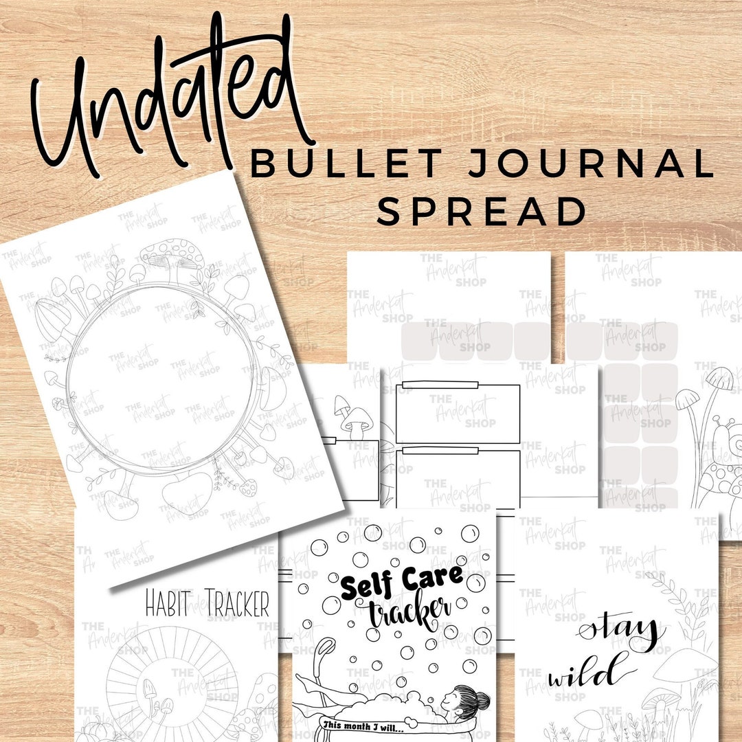 Undated Bullet Journal Spread | Cottage Core Mushroom Theme - Etsy