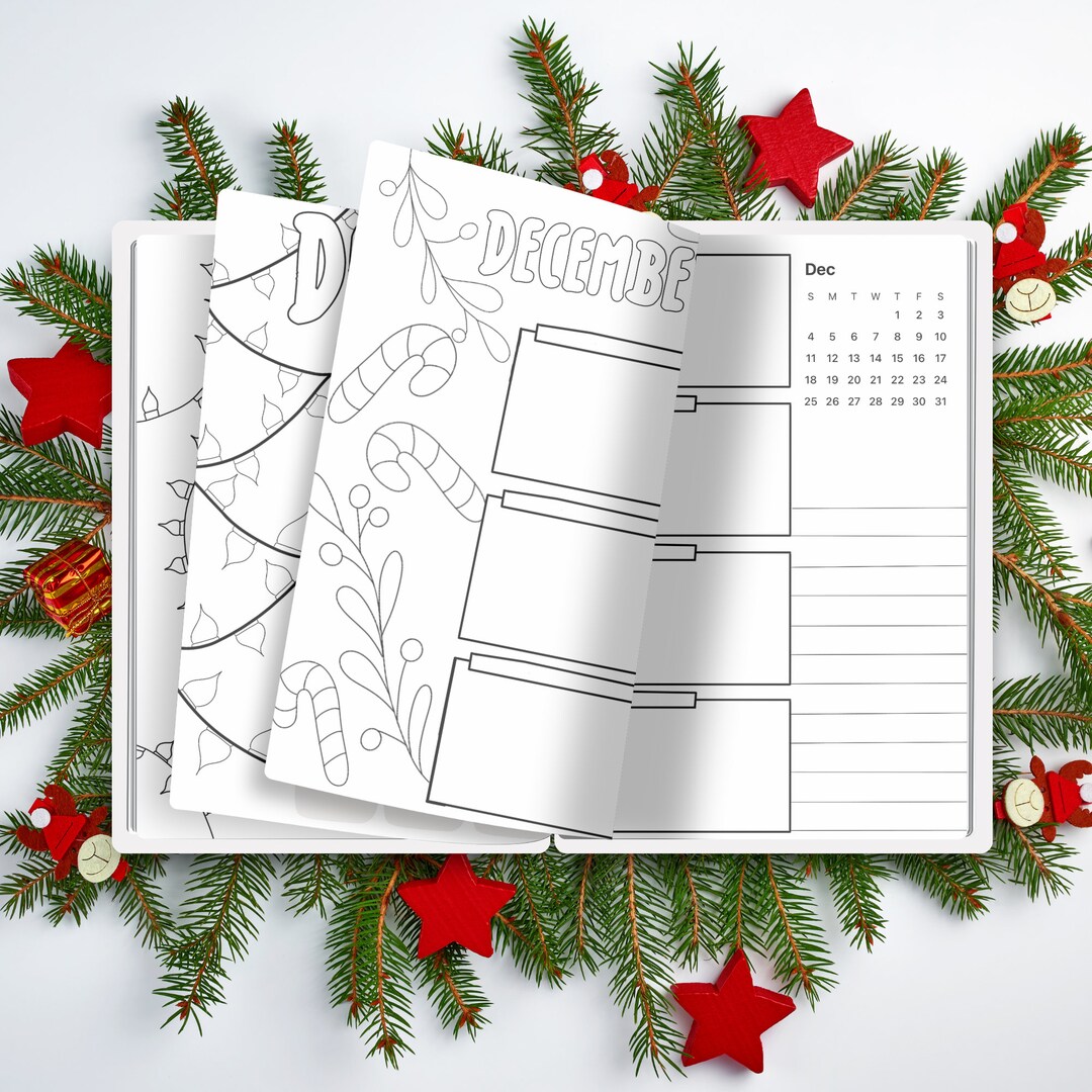 December Bullet Journal Spread | Christmas Holiday Themed - Etsy