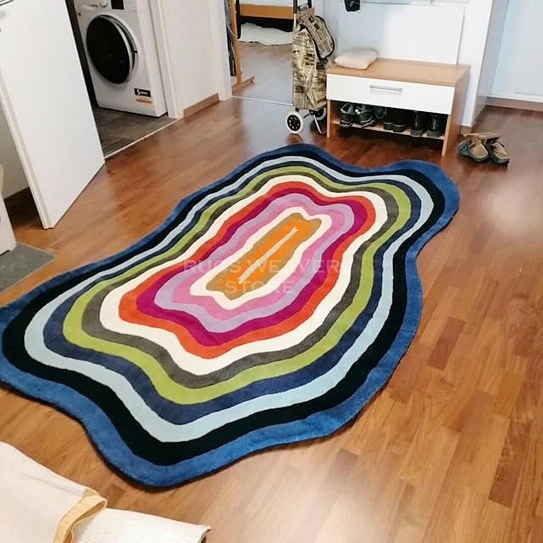 Buy Modern Irregular Handmade Wool Area Rugs, Multi Color, Minimalist ...