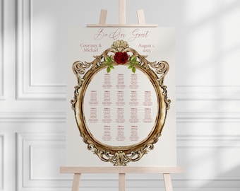 Beauty and the Beast Gold Frame and Roses Fairy Tale Printable 24" X 36 ...