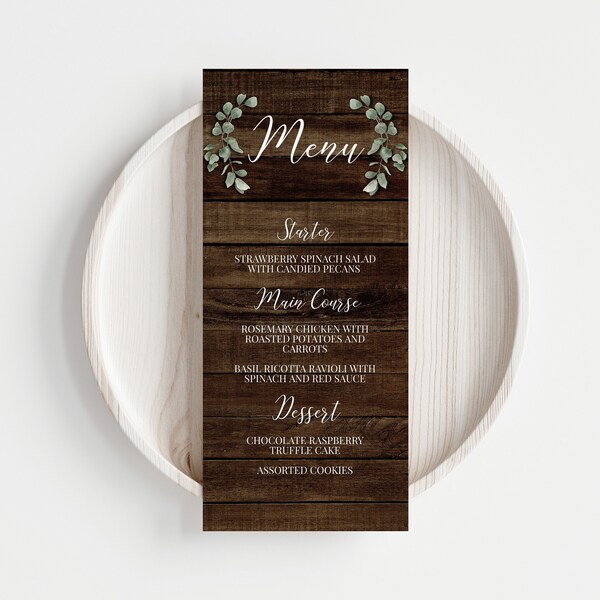 Rustic Menu - Etsy