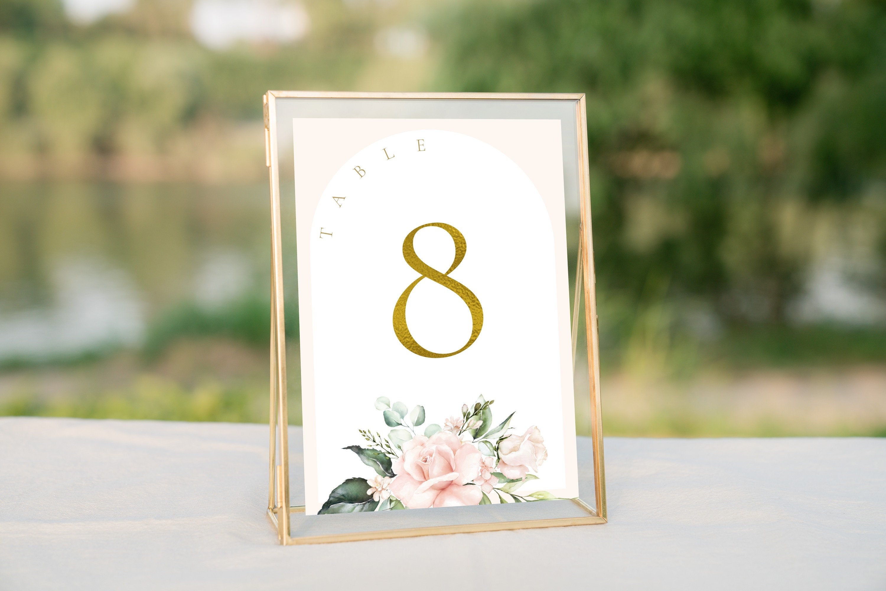 Blush and Gold Foil Wedding Table Number, Light Pink and Gold Number ...