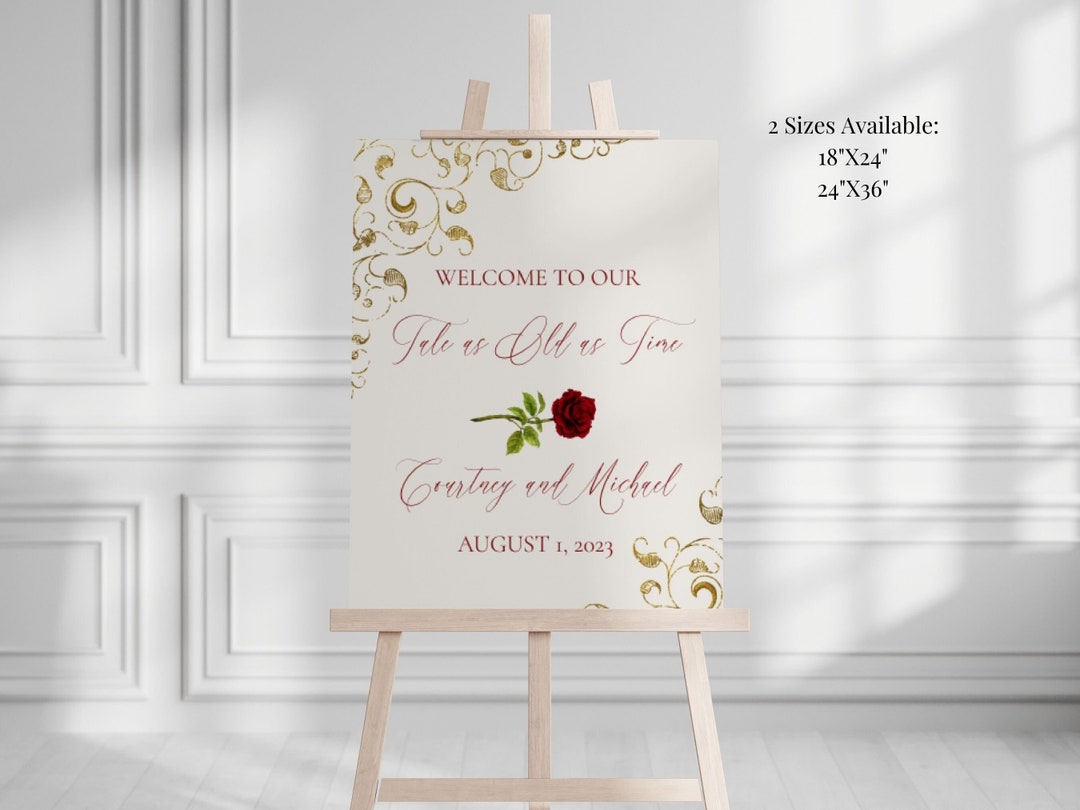 Beauty and the Beast Wedding Welcome Sign Template, Printable Enchanted ...