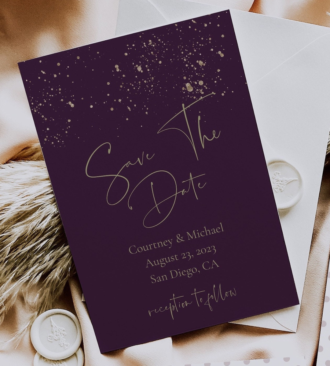 Deep Purple Save the Date Template, Dark Purple Wedding Save the Date ...