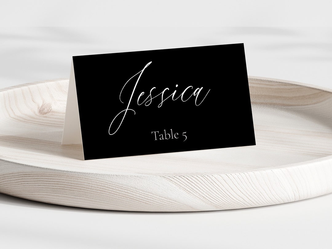 Black and White Wedding Name Card Template, Minimalist Formal Printable ...