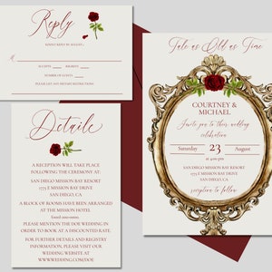 Beauty and the Beast Wedding Invitation Set, Printable Fairytale ...