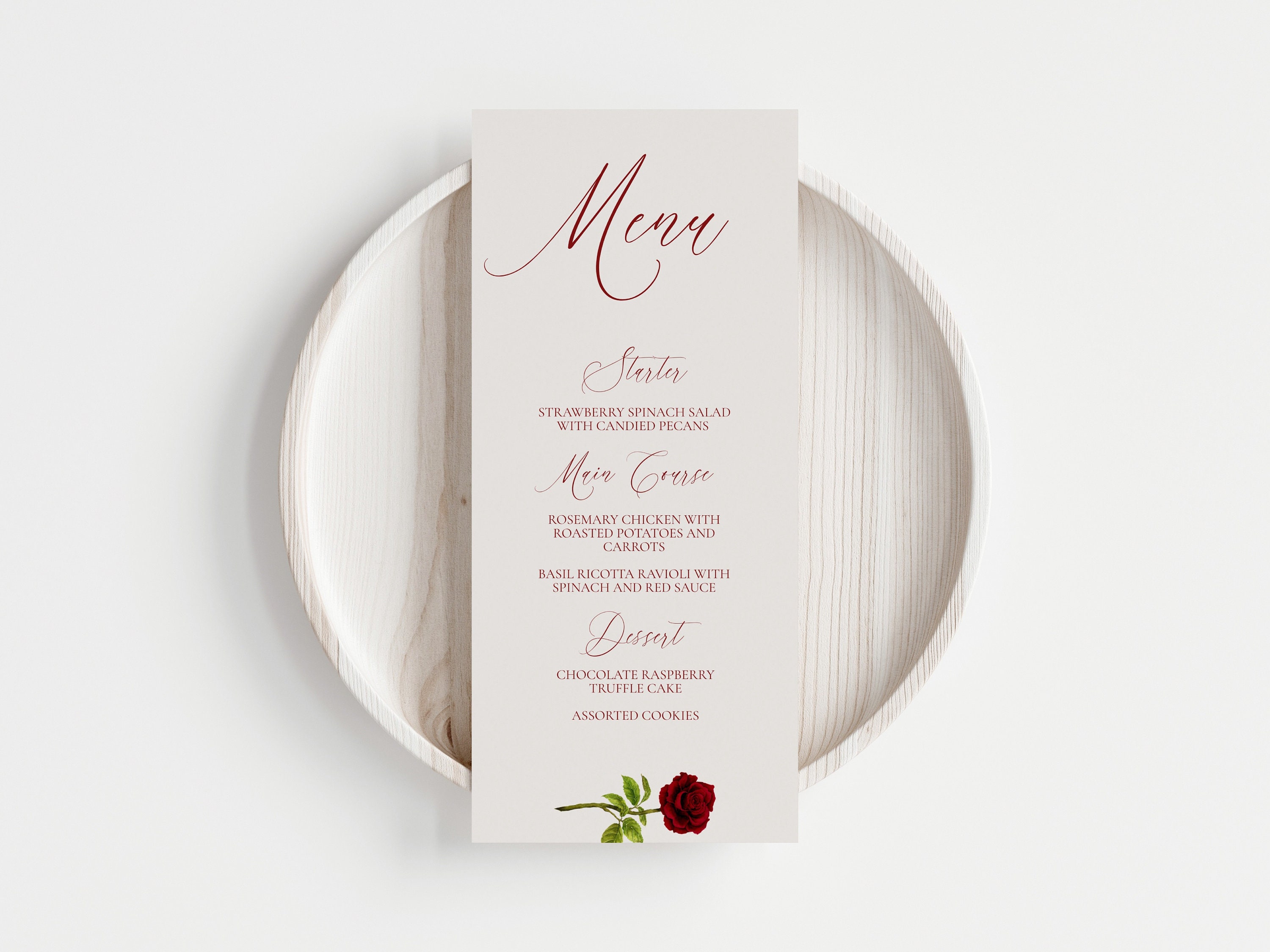 Beauty and the Beast Wedding Menu Template, Printable Red Rose Wedding Menu, Enchanted Rose - Etsy