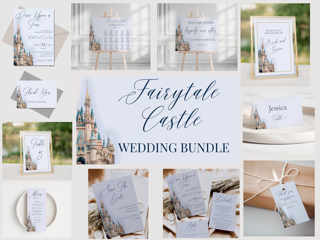 Fairytale Castle Wedding Bundle, Printable Fairytale Wedding Invitation ...