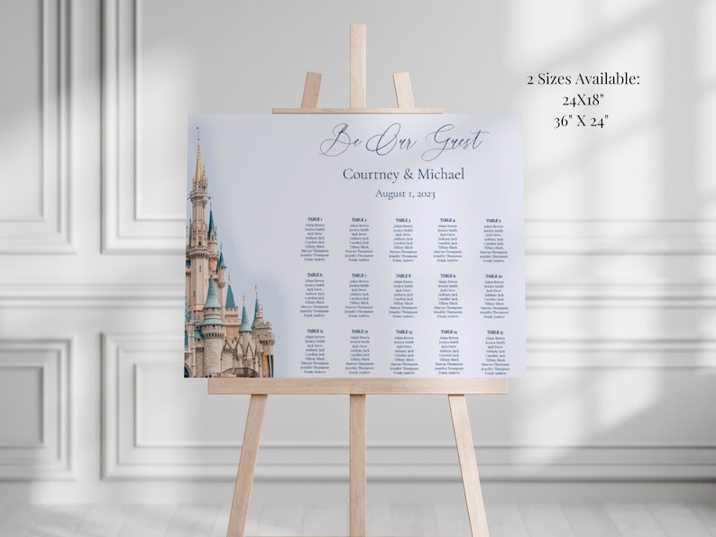 Fairytale Castle Wedding Seating Chart Template, Be Our Guest Printable ...