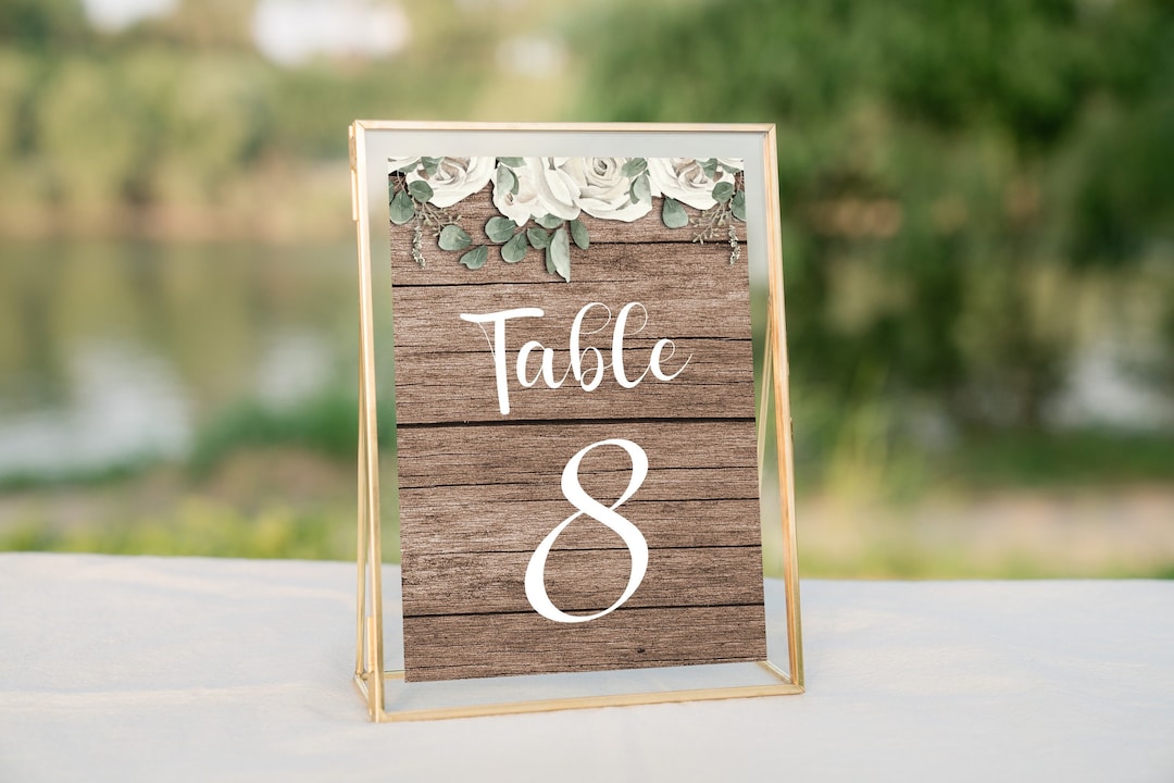 Rustic Wedding Table Number Template, Greenery Wedding Stationary ...