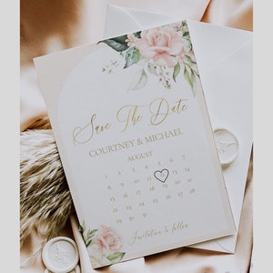 Blush and Sage Save the Date Template Printable Pink Frame - Etsy