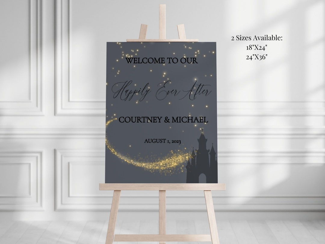 Fairytale Castle Wedding Welcome Sign Template, Grey and Gold Printable ...