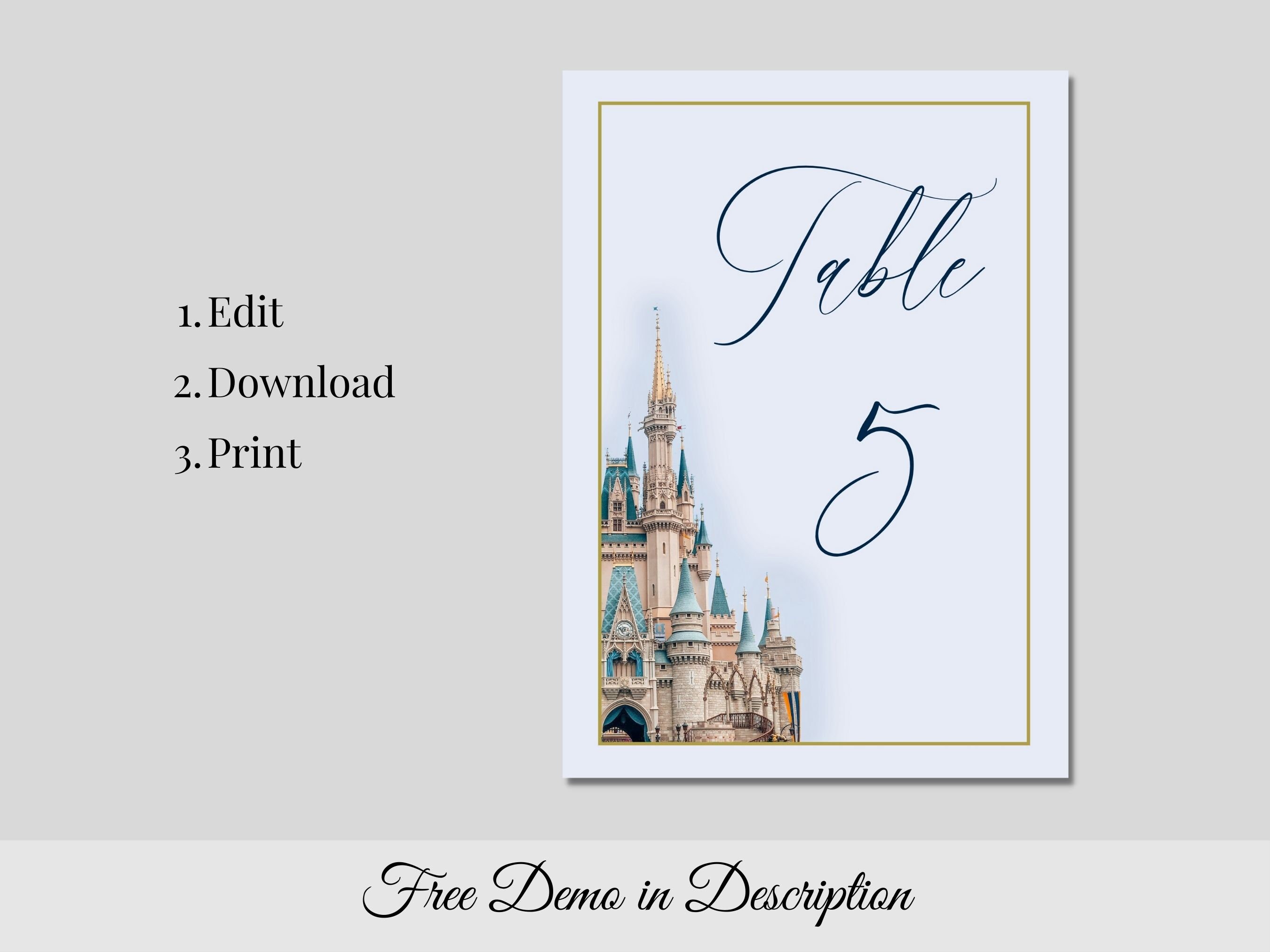 Fairytale Castle Table Number Template Printable Wedding - Etsy