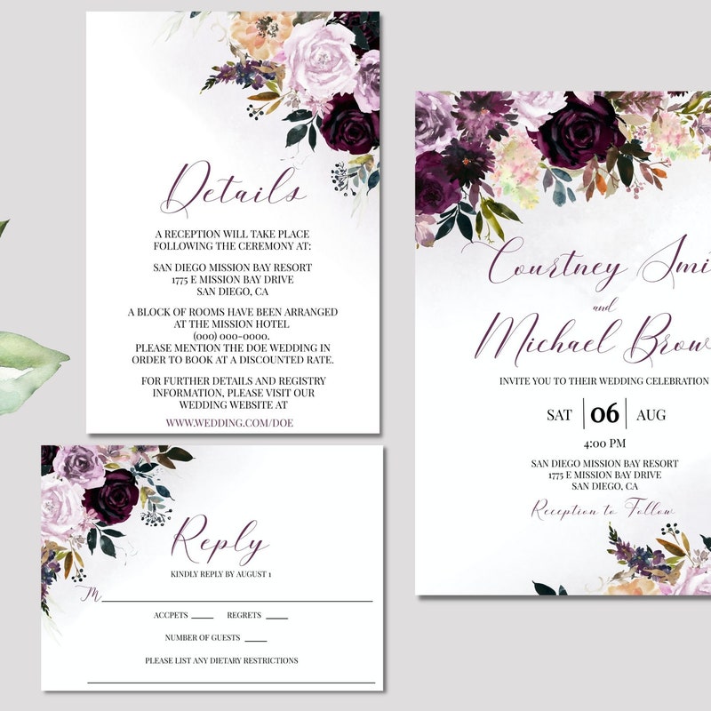 Purple Invitations - Etsy