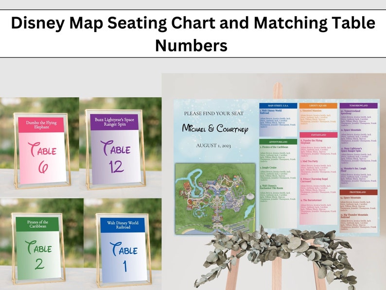 Magic Kingdom Park Map Seating Chart and Table Numbers, Printable ...