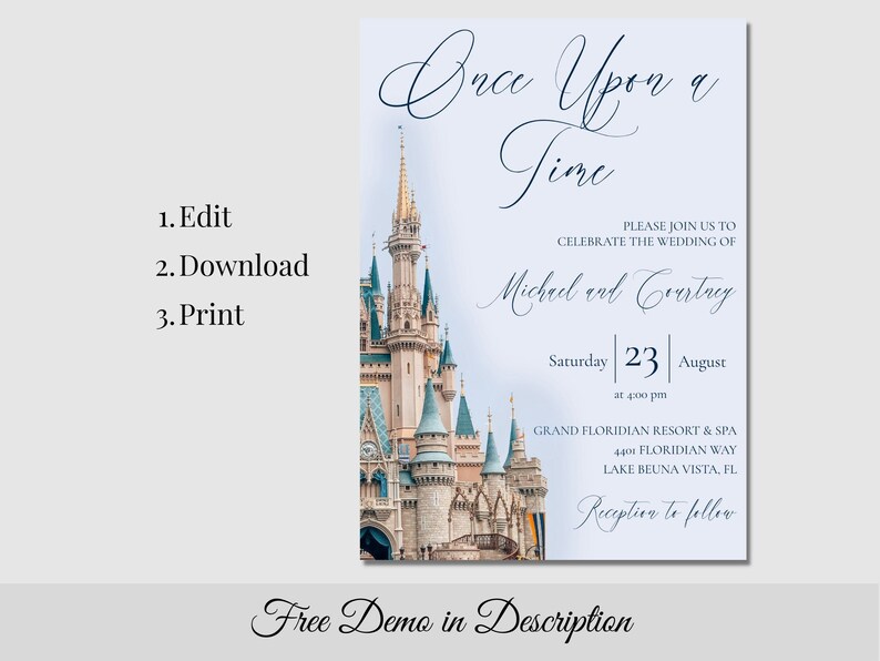 Fairytale Castle Wedding Invitation Set Printable Princess - Etsy