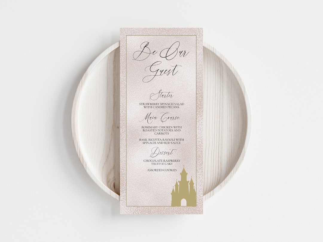 Gold Castle Wedding Menu Template, Printable Fairytale Wedding Menu ...